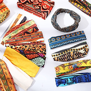 Cindeer HAIRBAND 24 Pcs for Women Girls - Black - Ample to Use and Share - Soft and Stretchy - African Patterns - Suitable for Workout, Yoga & Other Activities - Proper Size