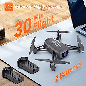 Elukiko Drone with Camera for Adults Kids, 1080P HD Mini FPV Drones, WiFi RC Quadcopter Helicopter, 2 Batteries, Gravity Control, Gesture Control, 3D Flips, Toys Gifts for Boys Girls
