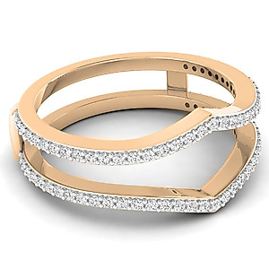 Dazzlingrock Collection 0.40 Carat (ctw) 18K Round Diamond Wedding Band Enhancer Guard Double Ring, Rose Gold, Size 5.5
