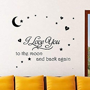 Home Find I Love You to The Moon and Back Again Wall Saying Decals Good Night Removable Vinyl Art Quote Stickers for Kids Room Living Room Bedroom Nursery Black 23.6 inches x 15 inches