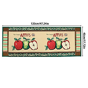 yazi Fabric Kitchen Mat Area Rug Fresh Picked Apples Non-Slip Rubber Backing Floomat,47x18 Inches