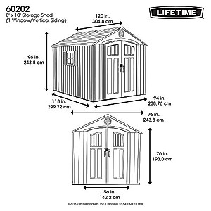 Lifetime 60202 8 x 10 Ft. Outdoor Storage Shed, Gray