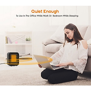 1000W Small Portable PTC Ceramic Heaters for Bedroom, Energy Efficient Electric Heater with Tip-Over and Overheat Protection, Personal Desk Heater for Bathroom Home Dorm Office Indoor Use