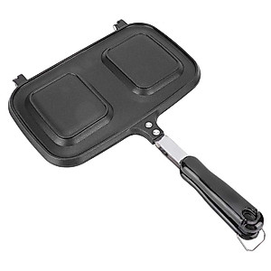 Fdit Cast Aluminium Breakfast Double Sided Non-Stick Frying Pan Easy Use Easy Safe Reliable Kitchen Cooking Utensil Tool Black