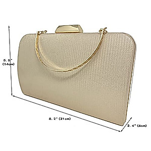 Cirilla Women PU Evening Bag Clutch Purse with Trapezoid lock for Wedding Cocktail Party Banquet (gold)