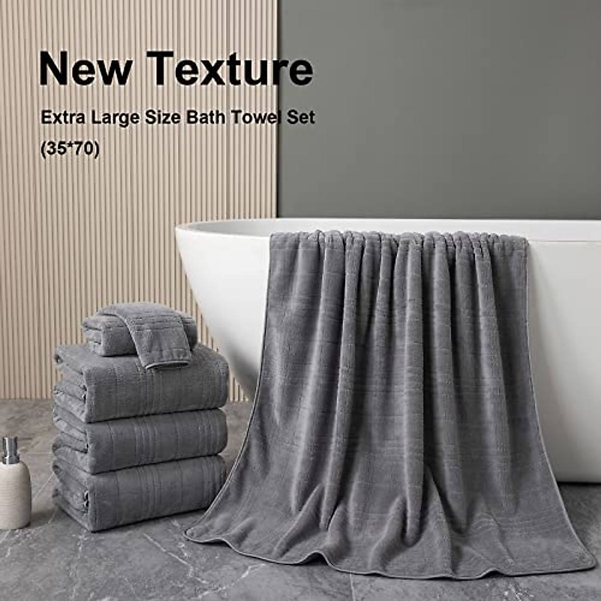Grey Ultra Soft Towel Set, 2 Extra Large Bath Towel Sheets, 2 Hand Towels and 4 Washcloths - Highly Absorbent Quick Dry Microfiber,Oversized,Premium Towel Set for Bathroom,Fitness,Yoga,Pack of 8