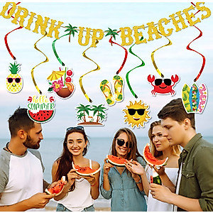 Summer Beaches Party Decorations Supplies - NO DIY- Summer Beaches Banner Decoration Hanging Swirls - Hawaii Summer Beach Themed Birthday Baby Shower Party Hanging Decorations