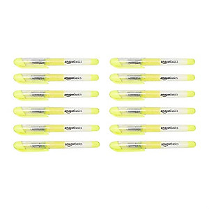 Amazon Basics Liquid Ink Highlighters - Chisel Tip, Yellow, 12-Pack