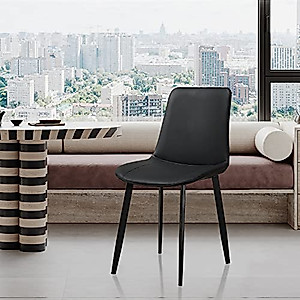 Ironalita Black Dining Chairs Set of 4, Faux Leather Mid Century Modern Chairs with Metal Chair Legs, Kitchen Side Chairs for Dining Room, Restaurant, Living Room, Waiting Room, Bedroom