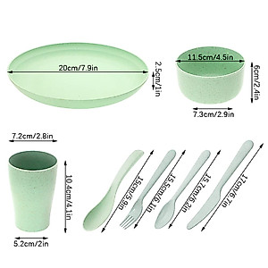 FULANDL 14Pcs Dinnerware Sets, Lightweight Healthy Plates, Soup Spoon, Bowls, Cups and Cutlery Sets- Dishwasher & Microwave Safe (Set for 2)