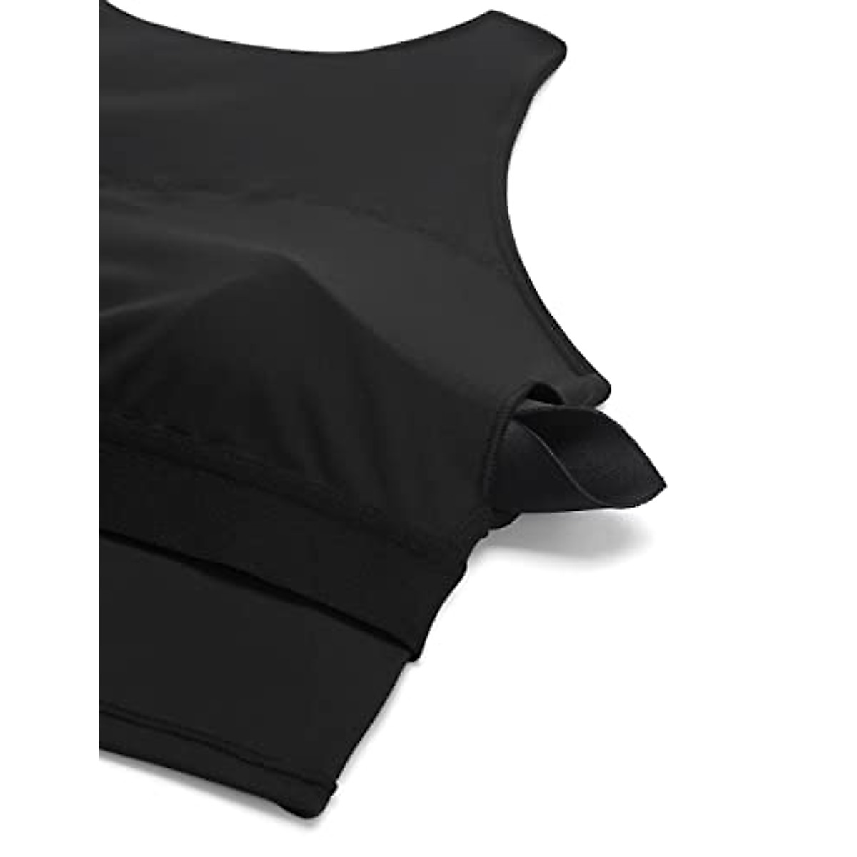 CRZ YOGA Women's High Neck Longline Sports Bra - Padded Racerback Yoga Bra Crop Tank Top with Built in Shelf Bra Black Medium