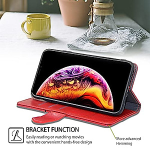 Fansipro Wallet Folio Case for Oppo Reno 2 F, Premium PU Leather Slim Fit Cover for Reno 2 F, 3 Card Slots, Good Design, Red