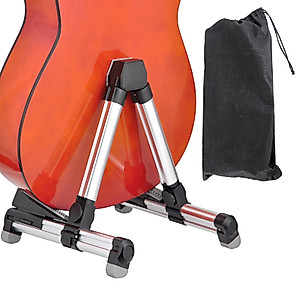 EASTROCK Folding Guitar Stand,Portable Tripod A Frame Aluminium Music Stand for Acoustic Electric Guitars, Bass, Violin, Ukulele, Banjo ( Silver)