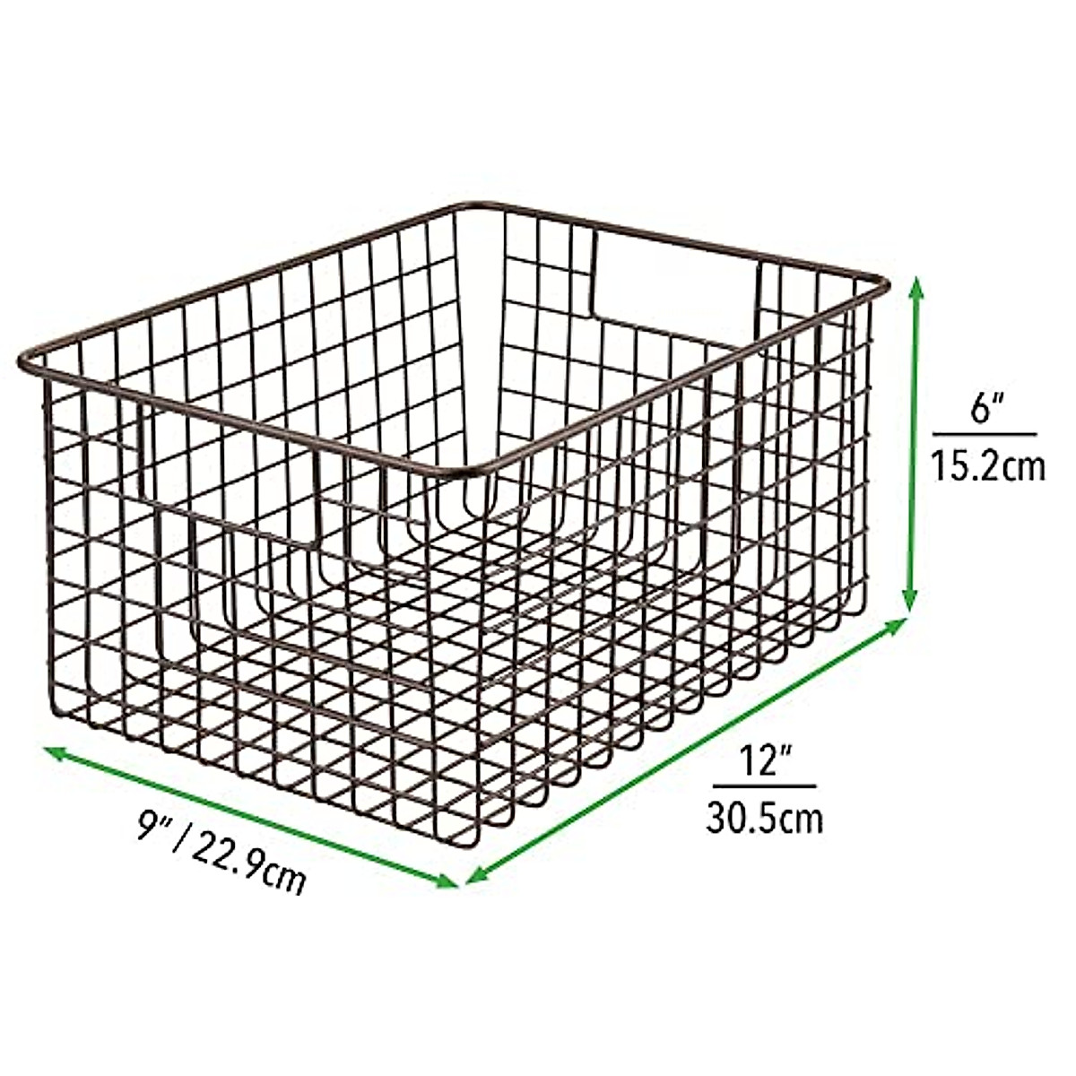 mDesign Metal Wire Closet Storage Basket Organizer with Handles for Organizing Bedroom, Bathroom, Mudroom, Entryway, Hallway, or Linen Closets - Concerto Collection - 4 Pack - Bronze