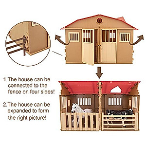 Toymany 40PCS Barn House Toys Farm Animals Figures with Fence Farm Playset, Plastic Farm Figurines Farmhouse Toys, Farmers Horse Cow Hen & Fodders, Christmas Birthday Gift for Kids Toddlers