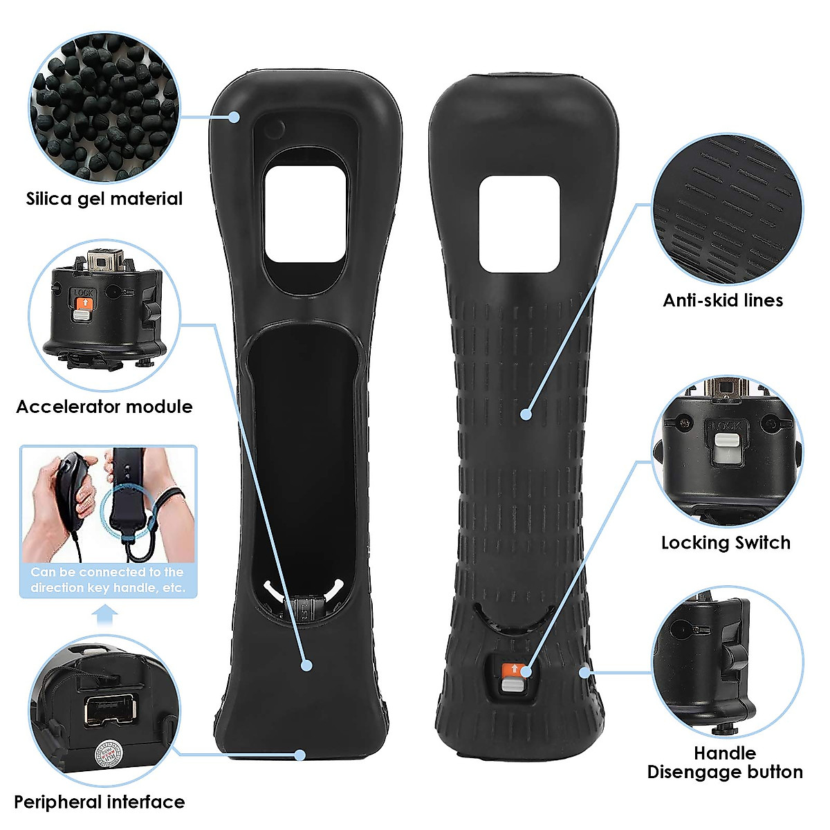 DERCLIVE Remote Motion Plus Sensor Controller Adapter + Silicone Case