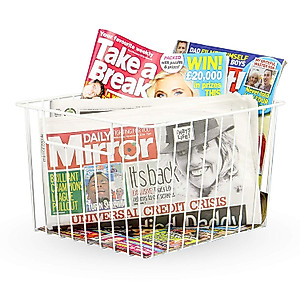 SANNO Freezer Baskets Pantry Wire Storage Basket Bins, Refrigerator Organizer Baskets Food Storage Bin with Handles for Cabinets, Pantry, Closets, Bedrooms - Set of 2