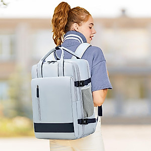 InduSKY Large Travel Backpack for Women, 40L Carry On Backpack Airline Flight Approved with USB Charging Port Shoes Compartment, Personal Luggage Backpack Casual Daypack 15.6 Inch Laptop Backpack