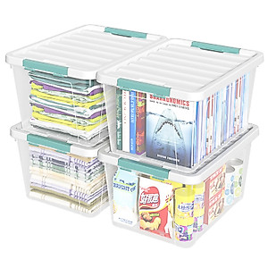 Readsky 36 Quart Plastic Clear Storage Bins, Large Lidded Boxes, 4-Pack