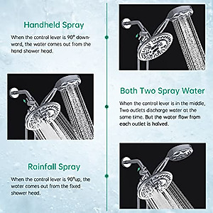 V-Frankness Shower Head with Handheld Combo, High Pressure 69 Settings Shower Head Buit in Power Wash Mode, with Soild Brass Diverter and 70 Inches Extra Long Stainless Steel Hose (Chrome)