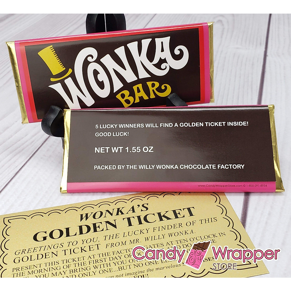 Regular Size Candy Wrapper and Golden Tickets - Pack of 2 (Candy Not Included)
