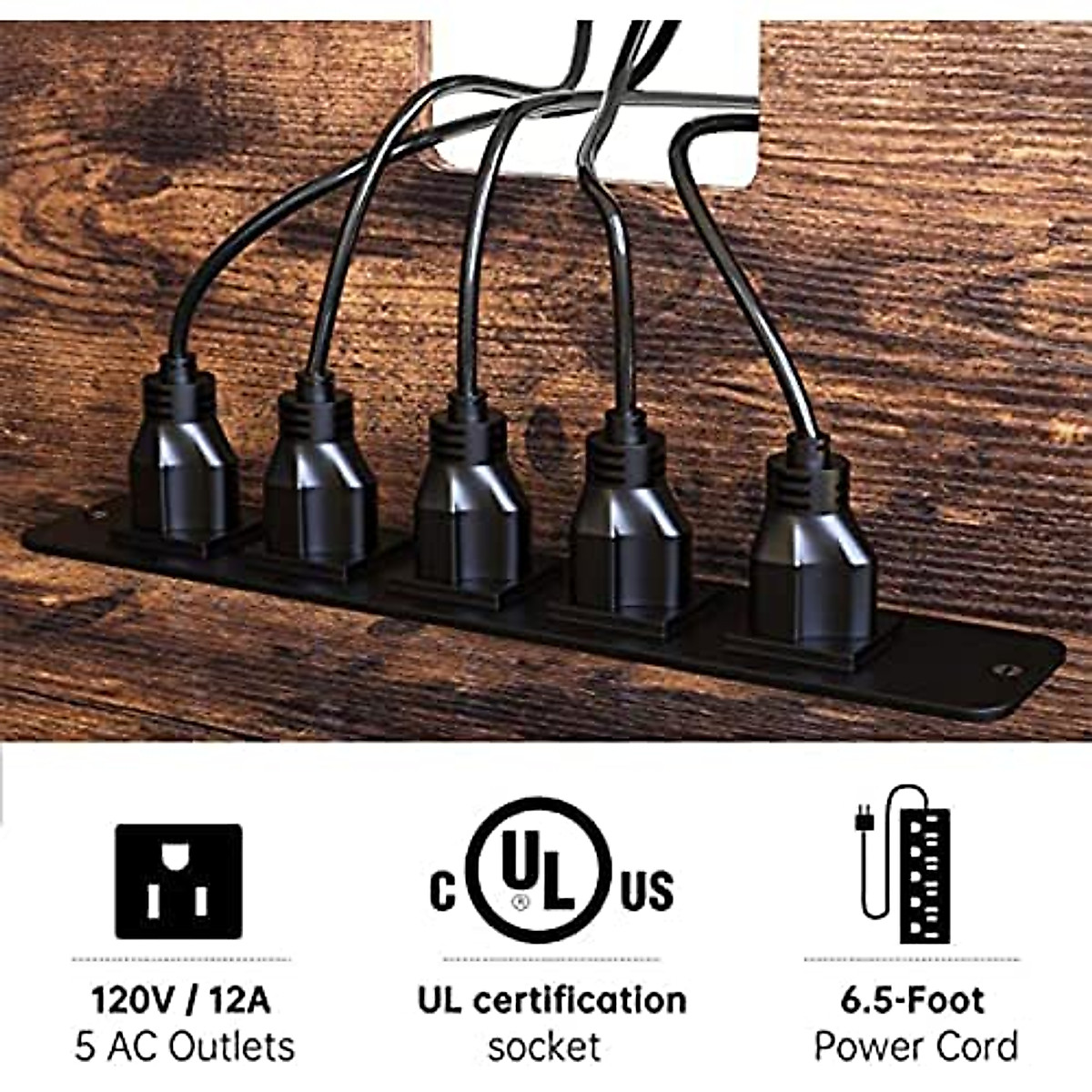 FABATO Wood 55 Inch TV Stand and Entertainment Center with 4 Socket Plug-in Station, 3-Height Adjustable Shelf, and Wire Threading Holes