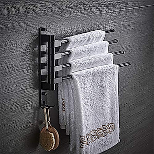Nevup Swivel Towel Bar Rustproof Wall Mount Bathroom Swing Out Towel Shelf Self Adhesive with Glue or Wall Mount with Screws Folding Arm Hand Towel Rack