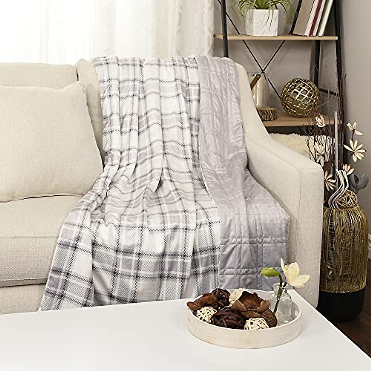 Life Comfort Weighted Blanket Cover (48"x72") Twin Size Microfiber Removable Cover for Duvet or Weighted Blanket, Grey Plaid