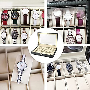 MAOPINER 24 Slot Watch Box Organizer Display Watch Case, Watch Display Case Organizer, Jewelry Display Drawer Case, Wristwatch Jewelry Portable Travel Case Organizer