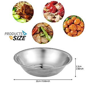 HengDu Stainless Steel Mixing Bowl, Flat Bottom Wide Flat for Larger Capacity, 8.7" Set of 3