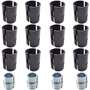 SDTC Tech Wire Shelving Shelf Lock Clips and Pole Butt Connectors for 1 Inch / 25.4 mm Metal Rack Unit Replacement (4 pcs Connectors & 12 pairs Shelf Clips)