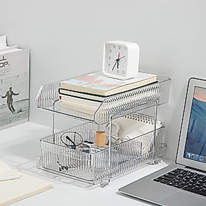 Shelfing Cart, Extensive Under Sink Shelf, Effortless Kitchen Storage Racks, 2-Tier Clear Kitchen Storage Rack, Secure Kitchen Pantry Organizers, 2-tier Stackable Storage Shelves for Kitchen Use