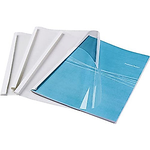 Fellowes 52220 Thermal Binding System Covers, 30-Sheet Cap, 11 X 8 1/2, Clear/White, 10/Pack