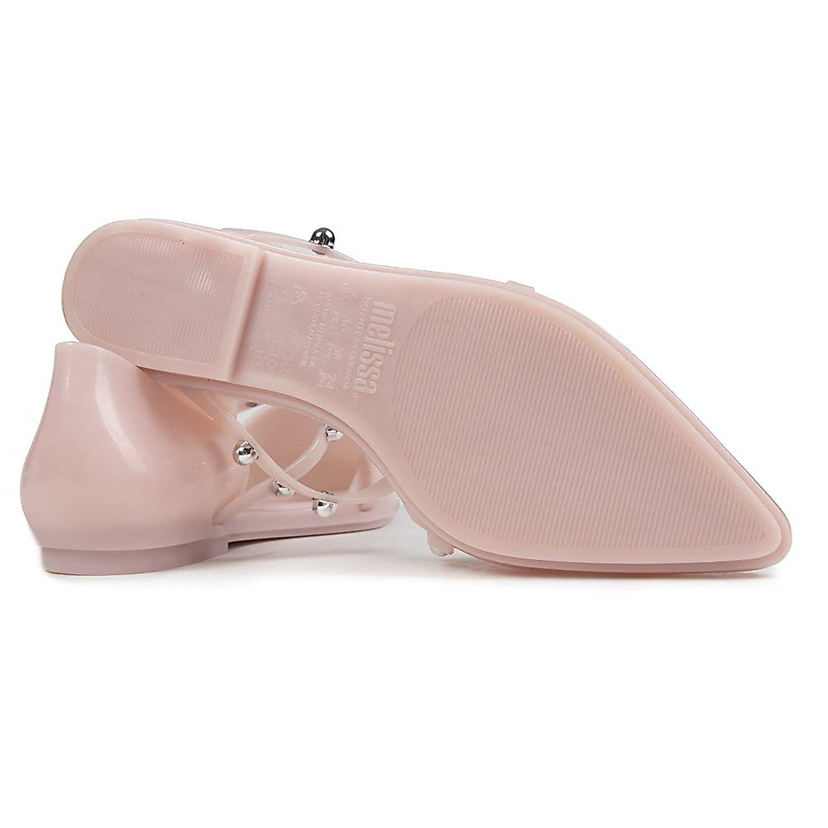 Melissa Womens Pointy Stripe Ballerina Shoes Pink 6