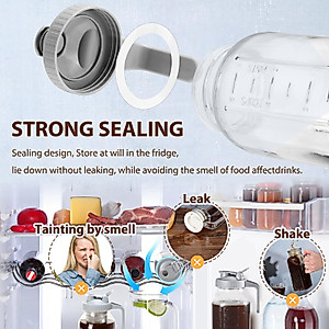 Glyntrof Mason Jar Glass Pitcher, 64 Oz Heavy Duty Filter Water Jug with Pour Spout Handle Lid for Storage Cold Brew Coffee, Ice Beverage, Iced Milk, Juice, Lemonade, Sun Tea, Fruit Tea