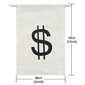 Auihiay 4 Pieces Robber Costume Set Include Canvas Dollar Sign Money Bag Bandit Eye Mask Knit Beanie Cap Gloves for Halloween Cosplay Burglar Theme Party