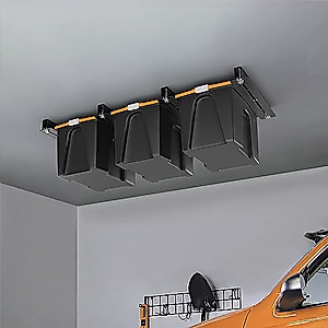 Ultrawall Overhead Garage Storage Racks for Bins, Ceiling Storage Rack Garage Hanging Organizer for Totes with Adjustable Width, Heavy Duty Ceiling Container Bin Rack (4 Pack, 3 Bins)
