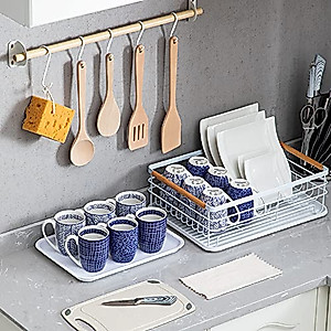 vancasso Porcelain Coffee Mug Set, Takaki 300 ml/10.6 Ounce Coffee Tea Cup Set of 4, for Cappuccino/Latte/Tea, Blue