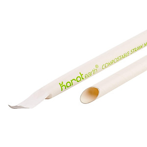 Karat Earth 9" Colossal Paper Straw Wrapped Diagonal Cut - White (Case of 1600)