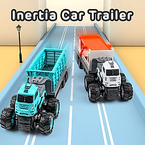 DY-GO Trucks Toy Set for 3+ Year Old Boys, Transport Car Carrier Truck Toys with Dinosaur Toys & Cars Toys for 3 4 5 6 7 Years Old Toddlers Boys and Girls for Birthday