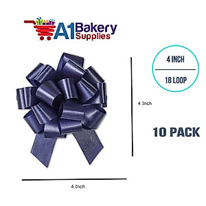 Navy Blue 4 Inch Pull Bows 10 Pack Gift Wrap Christmas Wedding Gift Wrap Pull Bows Pull String Bows by A1 Bakery Supplies