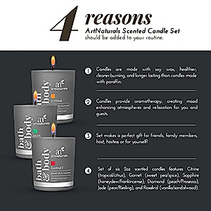 artnaturals Scented Candle Gift Set – (6 x 2 Oz / 60g) - Aromatherapy Set of Fragrance Soy Wax Candles - Made in USA with Essential Oils – for Stress Relief and Relaxation