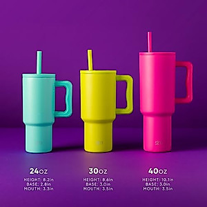Simple Modern Kids 24 oz Tumbler with Handle and Silicone Straw Lid | Spill Proof and Leak Resistant | Reusable Stainless Steel Bottle | Gift for Kids Boys Girls | Trek Collection | Blue Dune