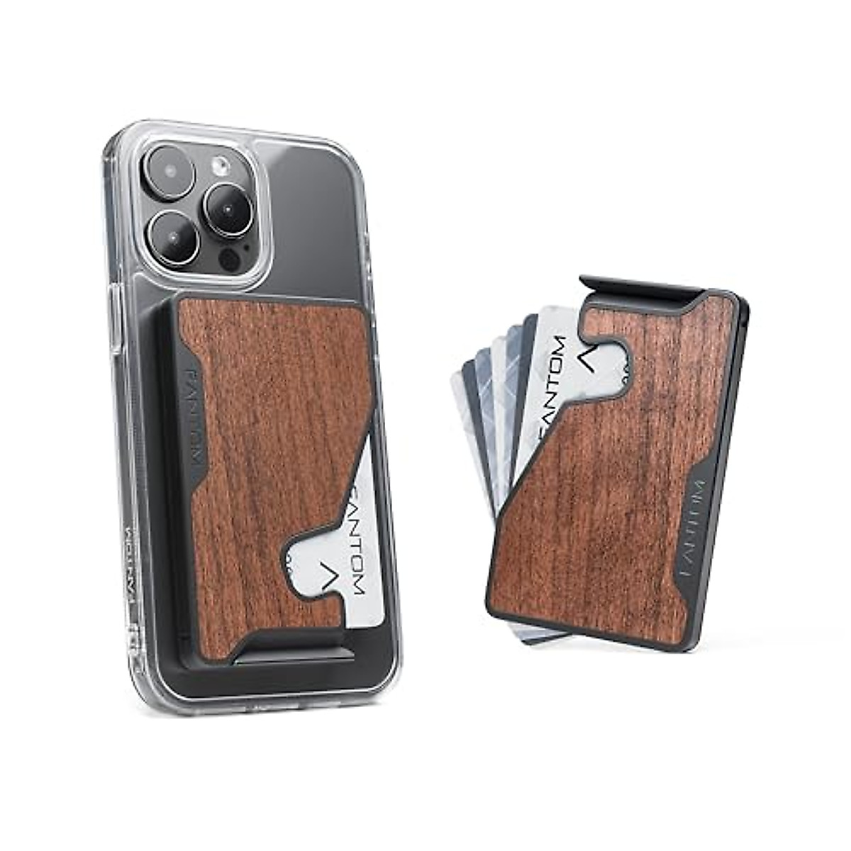 FANTOM M MagSafe® Wallet Compatible with iPhone 12/13/14/15/16 Mini/Plus/Pro/Max and MagSafe Accessories, RFID Aluminum Card Holder, Walnut, Regular Size Holds 7-13 Cards