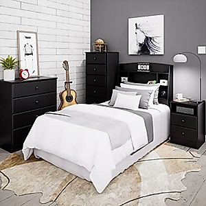 Prepac Astrid 6 Drawer Dresser for Bedroom, Tall Chest of Drawers, Bedroom Furniture, Clothes Storage and Organizer, 16.75" D x 20" W x 52.25" H, Black, BDBH-0401-1