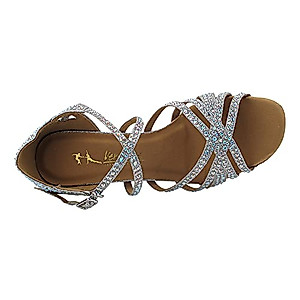 Very Fine Dancesport Shoes for Ladies' Ballroom, Latin, Salsa Dancing - Crystal Collection 3037Bling with 2.5 inch Heel (Silver Glitter Satin, Size 8)