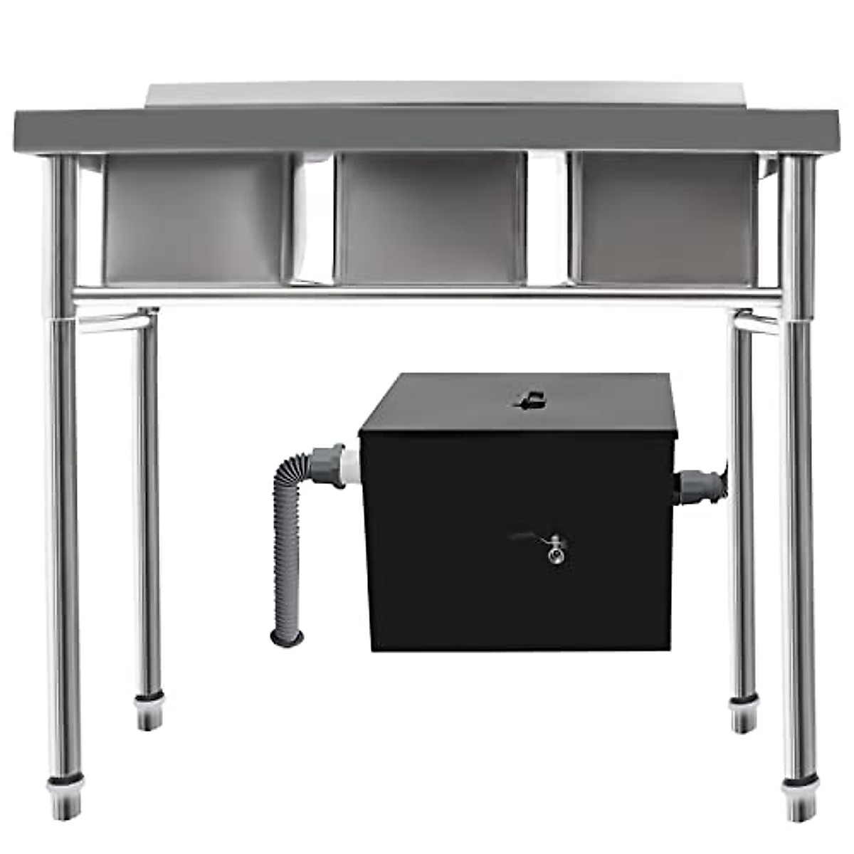 40 LB Commercial Grease Interceptor, Oil-Water Separator, Grease Interceptor Trap with Side Water Inlet, Under Sink Grease Trap for Restaurant Canteen Factory Home Kitchen