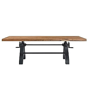 Modway EEI-6149-BLK-NAT Genuine 96" Crank Adjustable Height Dining and Conference Table, Black Natural
