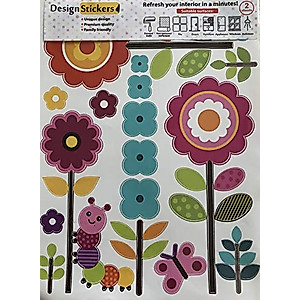 Flower Wall Stickers for Kids - Floral Garden Wall Decals for Girls Room - Removable Toddlers Bedroom Vinyl Nursery Wall Décor [27 Art clings] with Free Bird Gift!