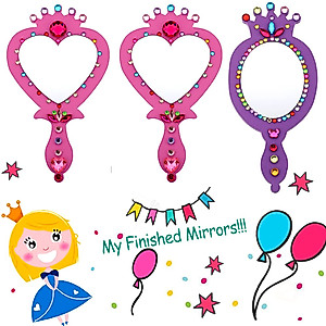 RICHNESS Little Girls Princess Mirrors Make Your Own Mirrors Princess Party Favors Pack of 6